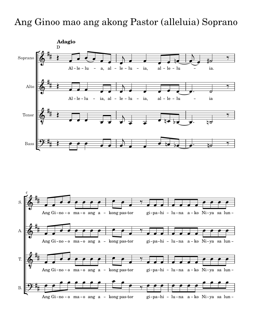 Ang_Ginoo_mao_ang_akong_Pastor_(alleluia)_Soprano Sheet music for ...