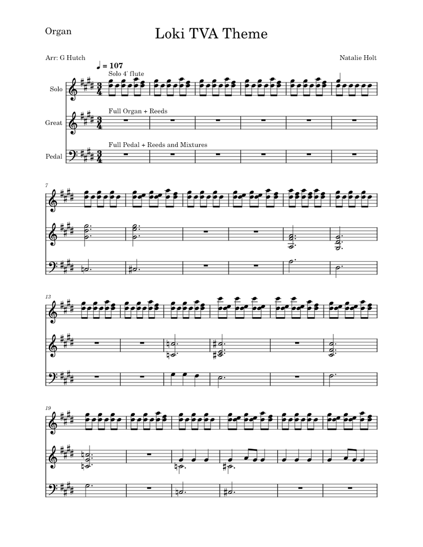 TVA Theme (Loki) – Natalie Holt | Organ Cover Sheet music for Accordion ...