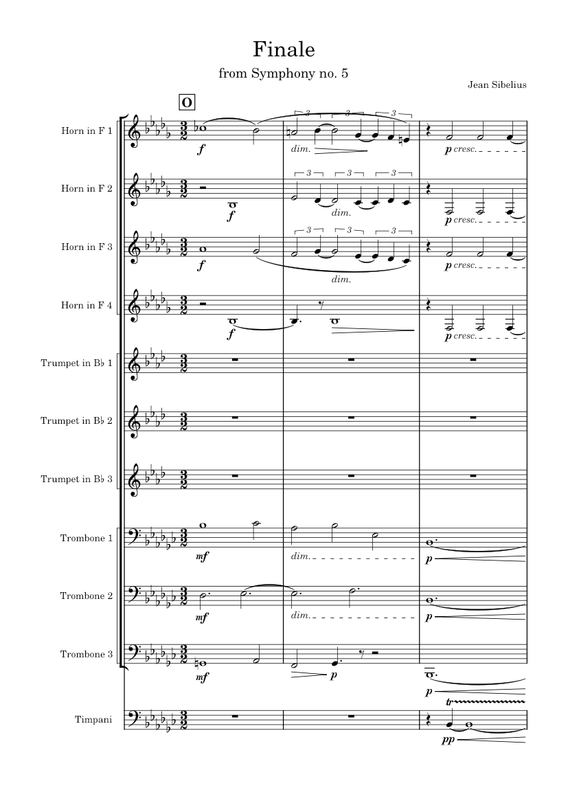 Finale from Symphony No. 5 - Sibelius (Brass section) Sheet Music for Trombone, French horn ...
