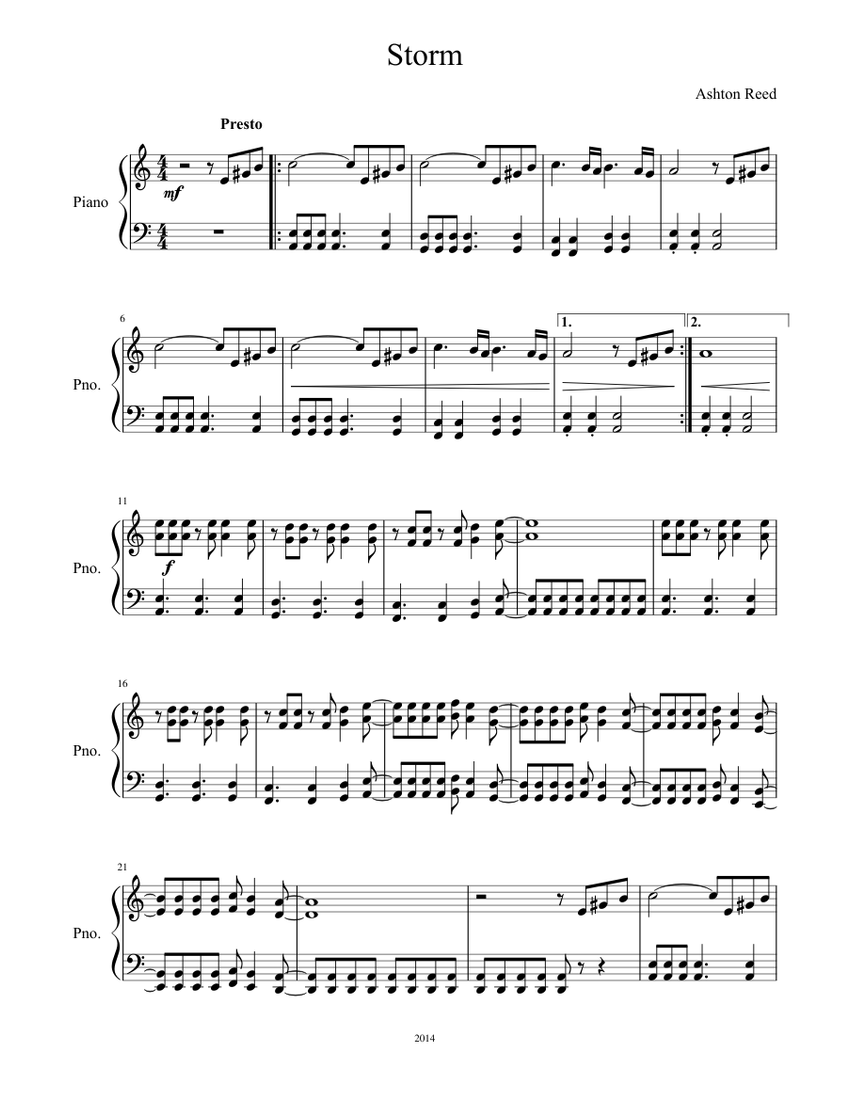 Storm Sheet music for Piano (Solo) | Download and print in PDF or MIDI ...