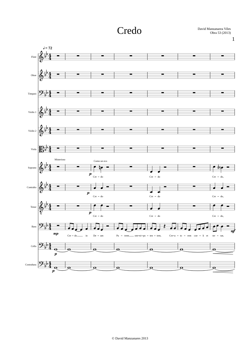 Credo for SATB and orchestra Sheet music for Soprano, Alto, Tenor, Bass ...