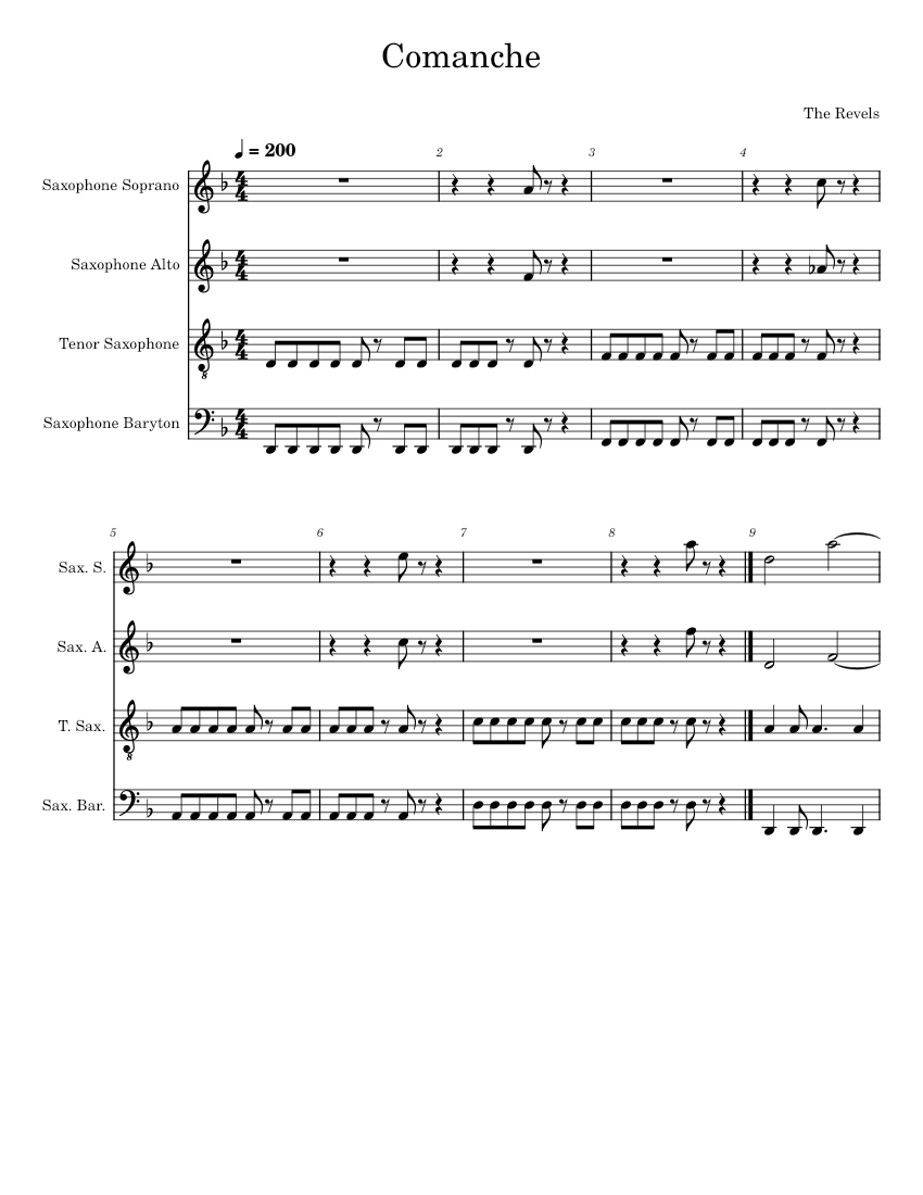 Comanche – The Revels Sheet music for Saxophone (Alto), Saxophone ...