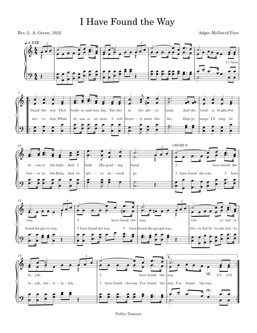I Have Found the Way Sheet Music for Piano (SATB) | MuseScore.com