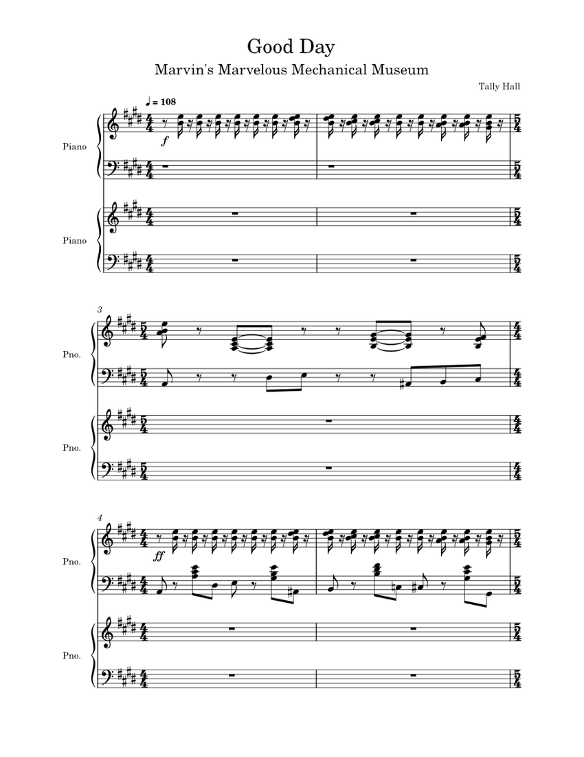 Good day – Tally Hall Good Day by Tally Hall Sheet music for Piano ...