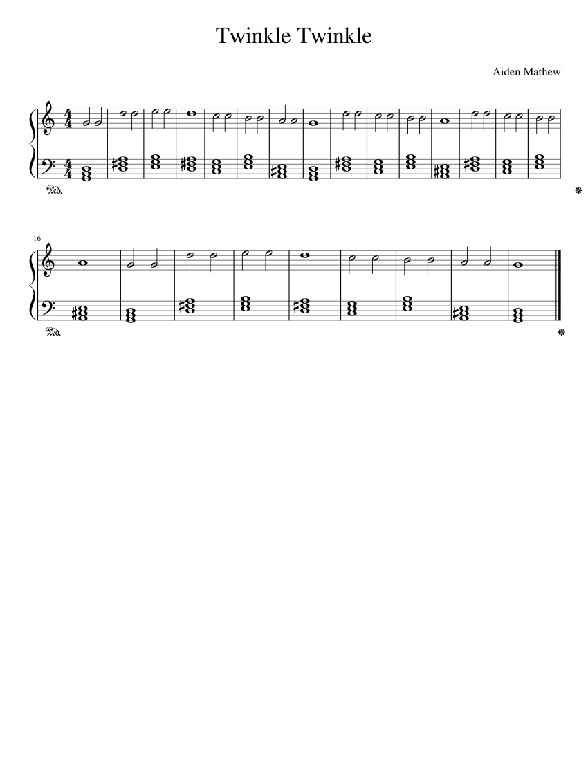 Twinkle Twinkle Sheet music for Piano (Solo) | Musescore.com
