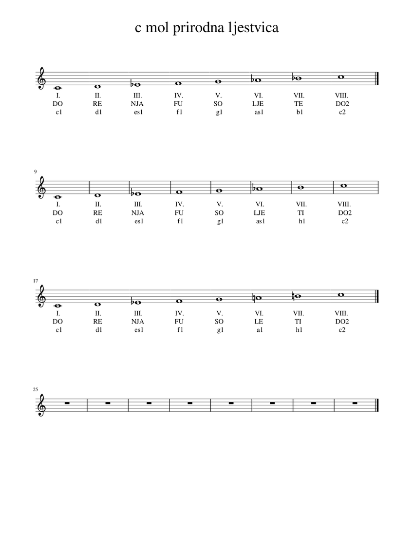 c mol prirodna ljestvica Sheet music for Piano (Solo) Easy | Musescore.com