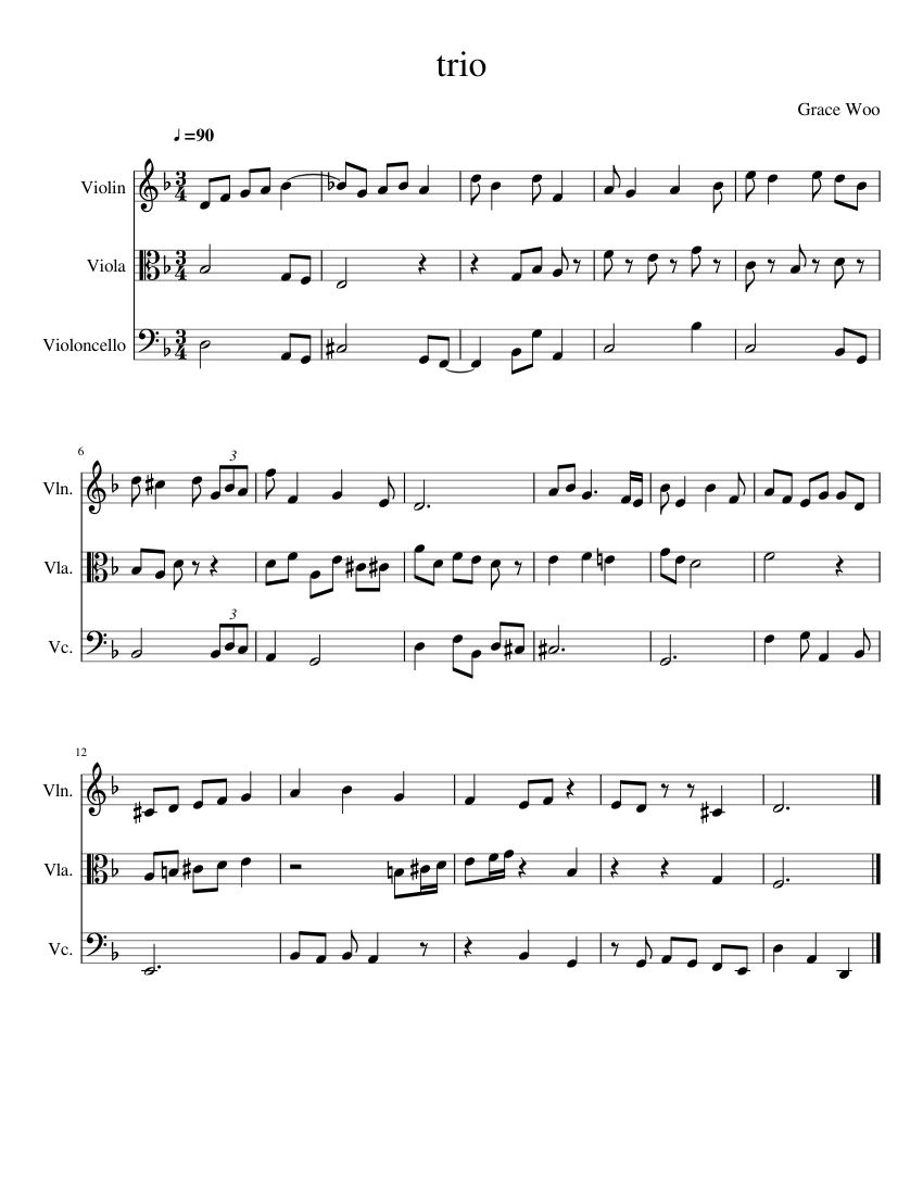 Trio Sheet music for Violin, Viola, Cello (String Trio) | Musescore.com