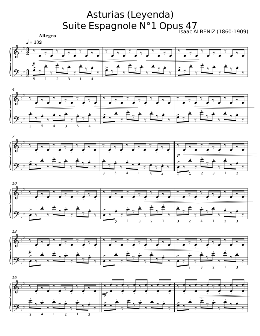 Asturias – Isaac ALBENIZ Sheet music for Piano (Solo) | Musescore.com