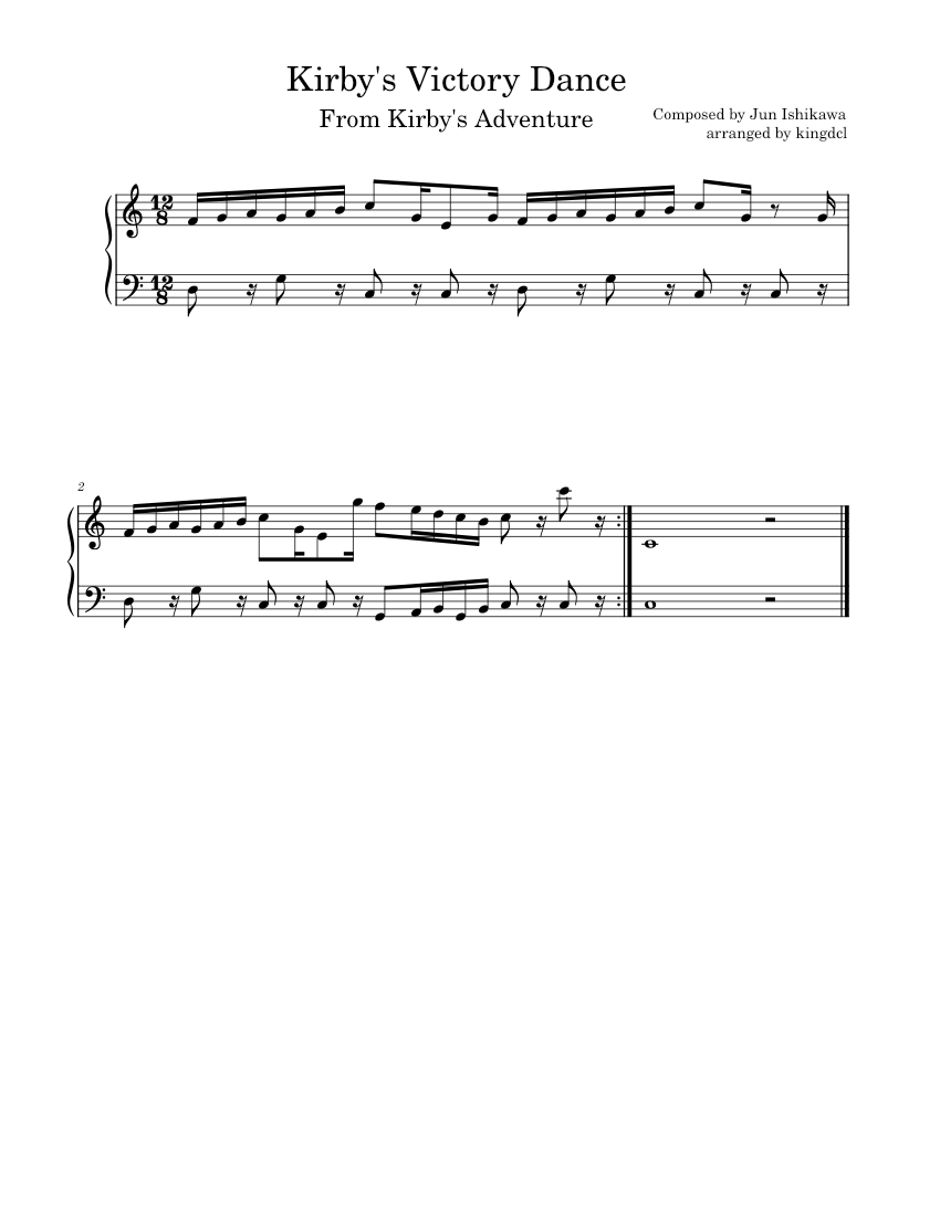 Kirby's Victory Dance Sheet music for Piano (Solo) Easy | Musescore.com