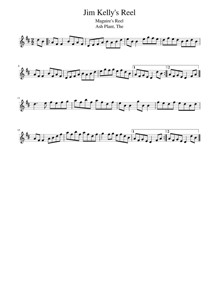 Jim Kelly's Reel Sheet music for Piano (Solo) Easy | Musescore.com