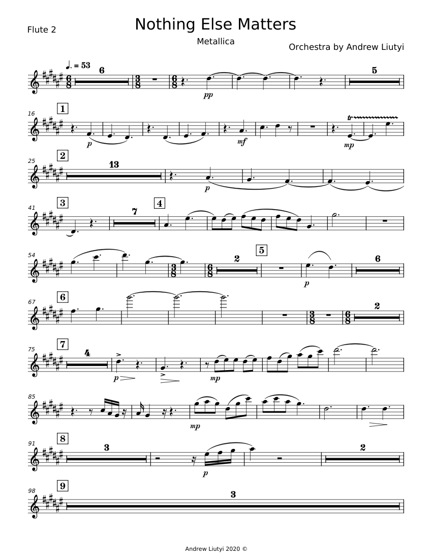 Nothing else matters - Metallica Sheet Music for Flute (Solo ...