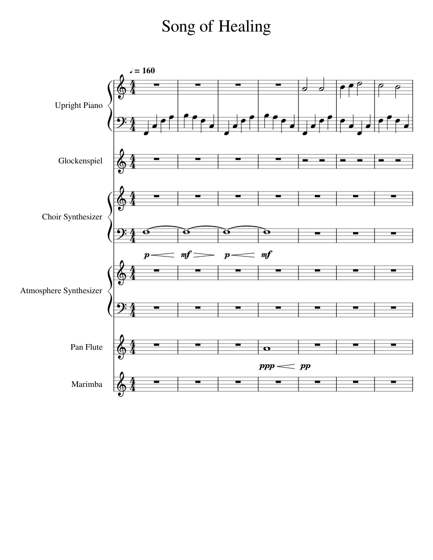 Song_of_Healing Sheet music for Piano, Glockenspiel, Marimba ...