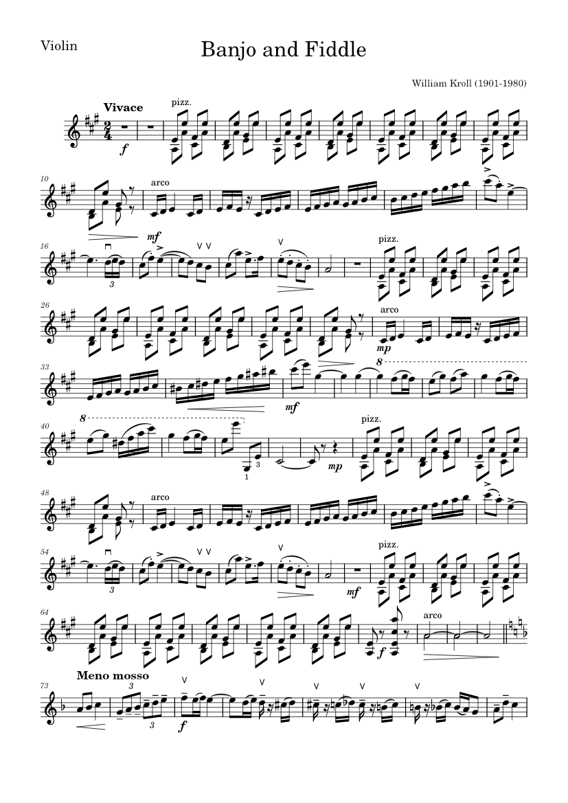 Banjo and Fiddle – William Kroll Sheet music for Violin (Solo ...