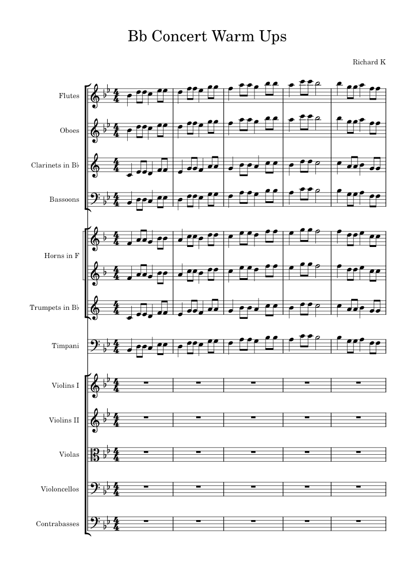 Bb Concert Band Warm Ups Sheet music for Flute, Oboe, Clarinet in b ...