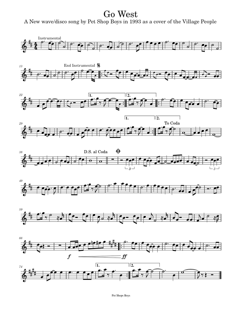 Trumpet Solo-Go West Sheet music for Trumpet in b-flat (Solo ...