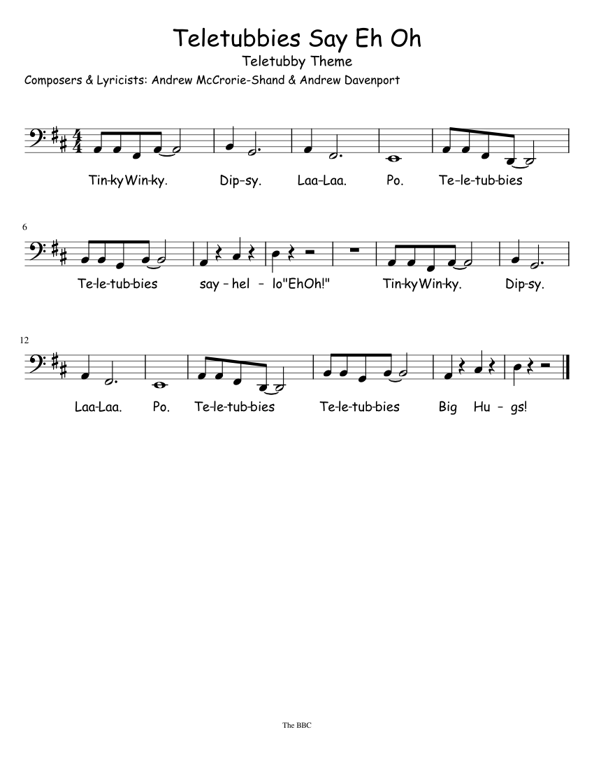 Teletubbies Say Eh Oh Sheet music for Piano (Solo) Easy | Musescore.com