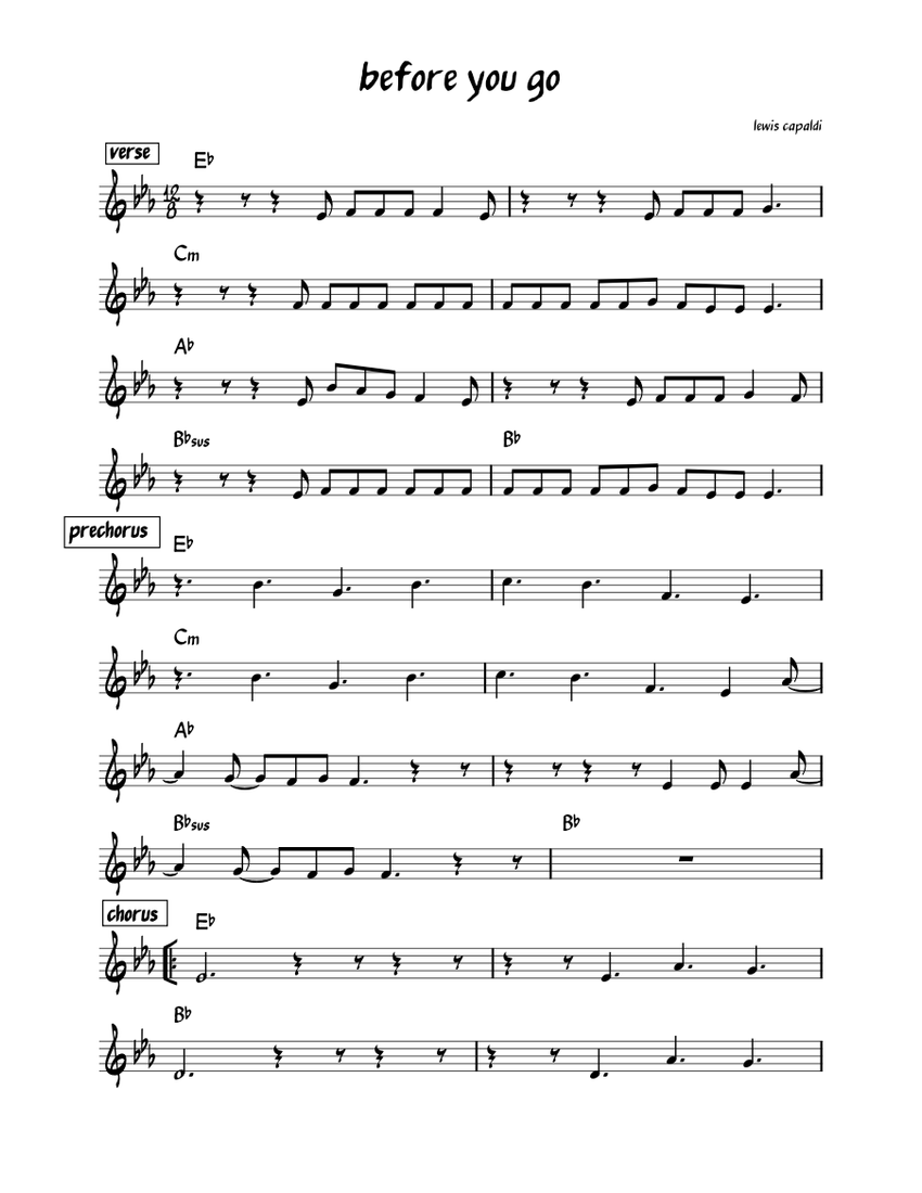 Before you go – Lewis Capaldi Sheet music for Piano (Solo) Easy ...