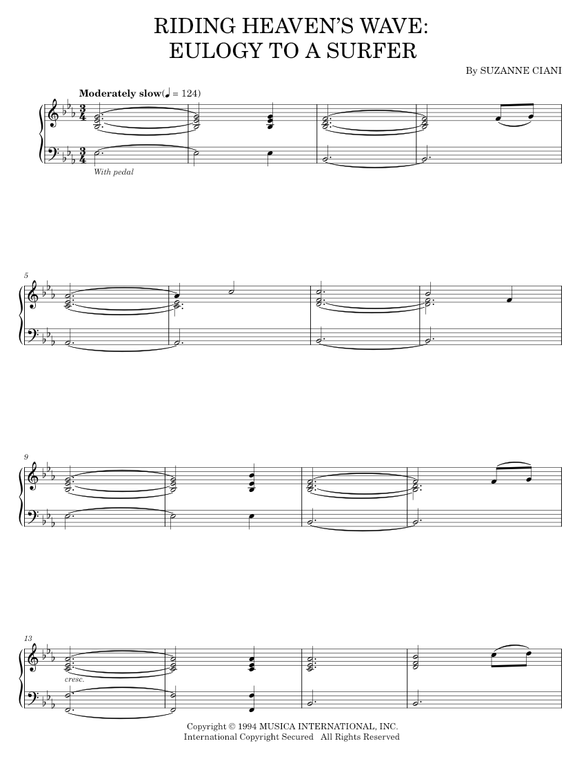 Play Official version of Riding Heaven's Wave: Eulogy To A Surfer Sheet ...