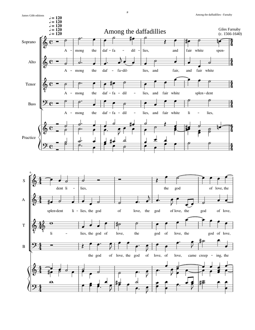 Among The Daffadillies - Giles Farnaby - piano tutorial