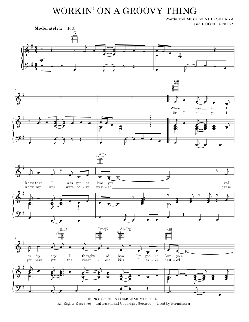 Play Official version of Workin' On A Groovy Thing sheet music by The 5th Dimension for Piano ...