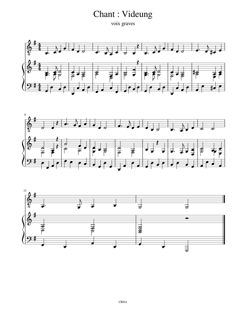 Chant Videung Sheet music for Piano, Vocals (Piano-Voice) | Musescore.com