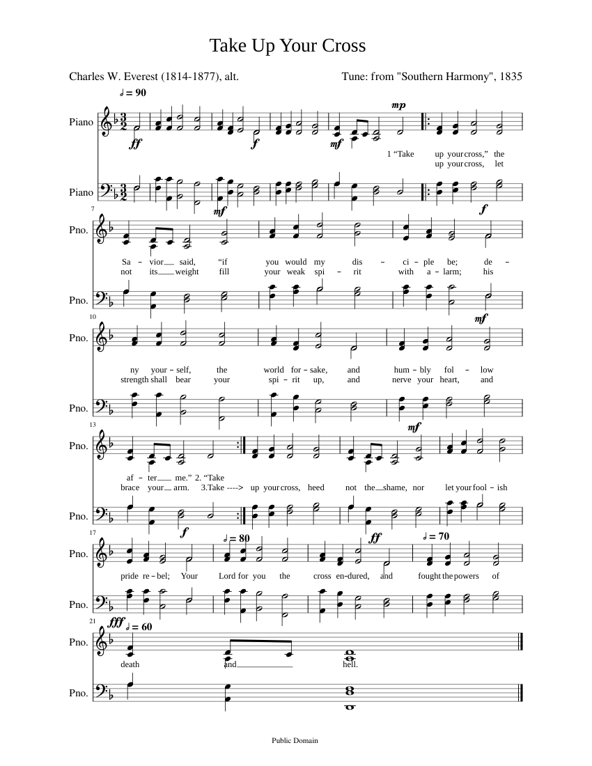 Take Up Your Cross Sheet music for Piano (Piano Duo) | Musescore.com