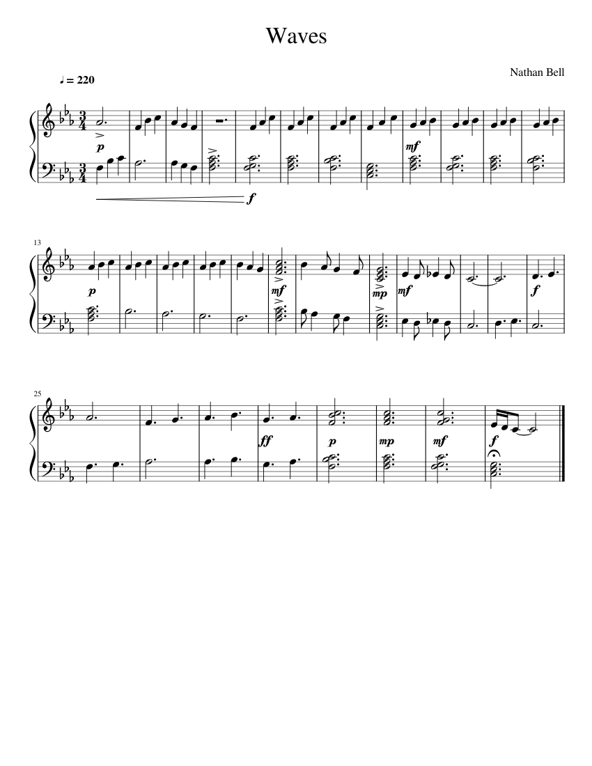 Waves Sheet music for Piano (Solo) | Musescore.com