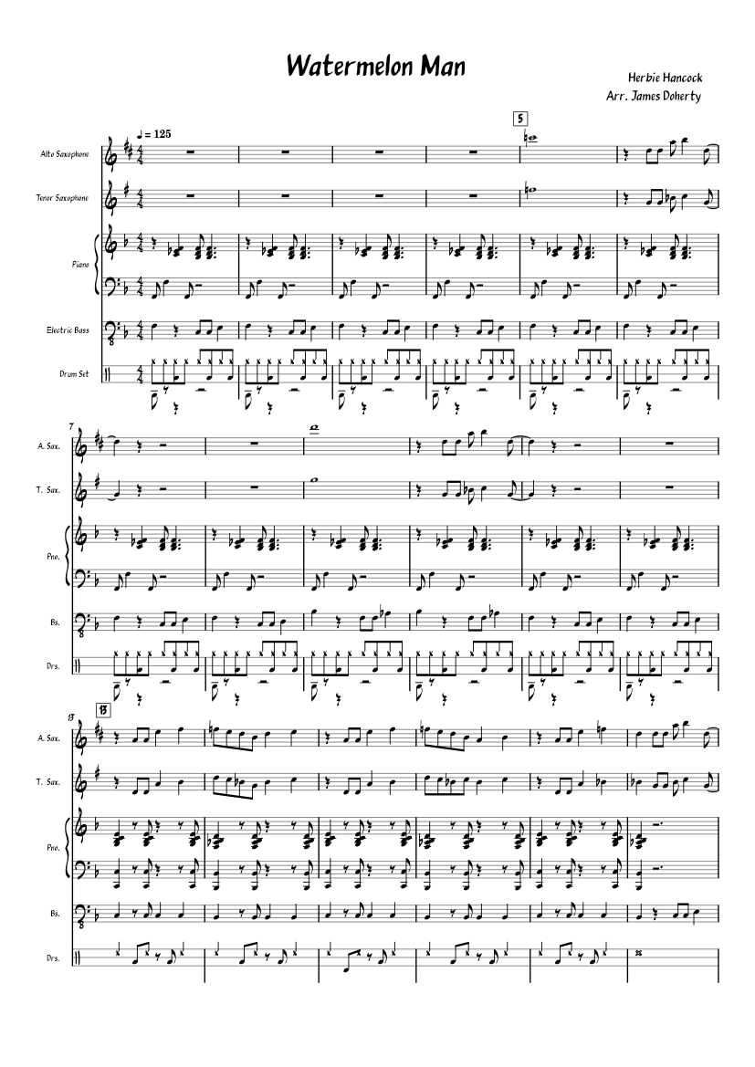 Watermelon man – Herbie Hancock Sheet Music for Piano, Saxophone alto ...