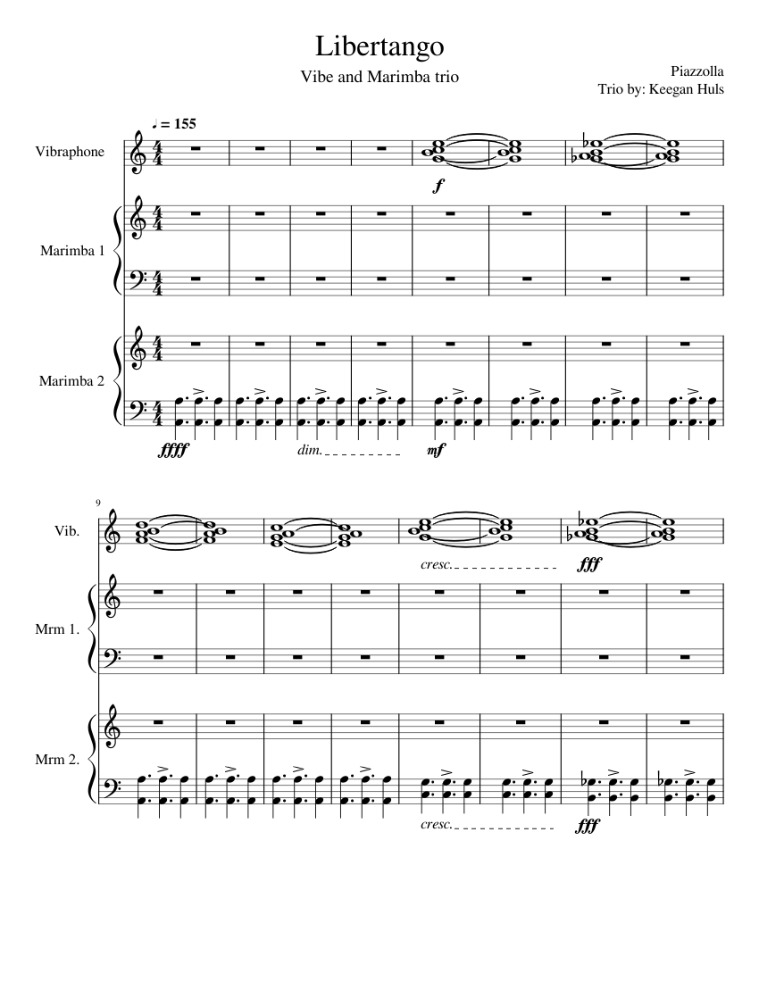 Libertango Sheet music for Vibraphone, Marimba (Percussion Trio ...