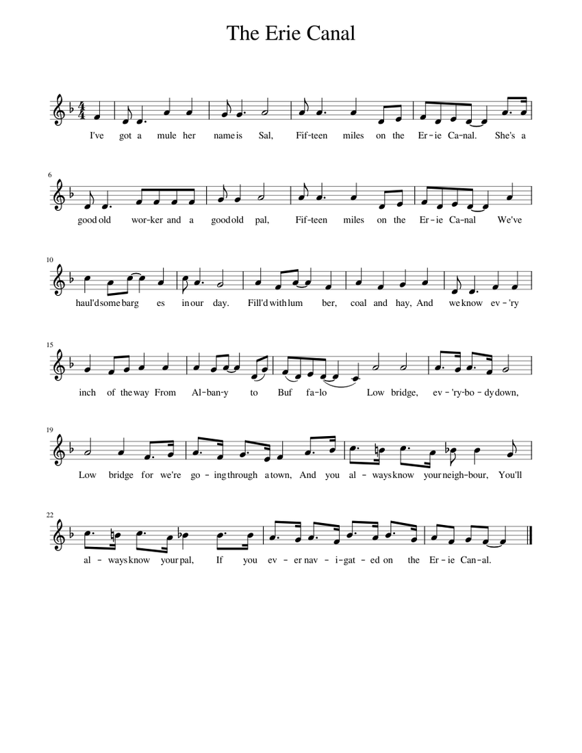The Erie Canal Sheet music for Piano (Solo) Easy | Musescore.com