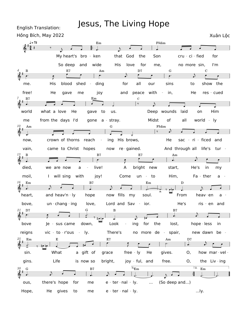 Jesus, The Living Hope Sheet music for Guitar (Solo) | Musescore.com