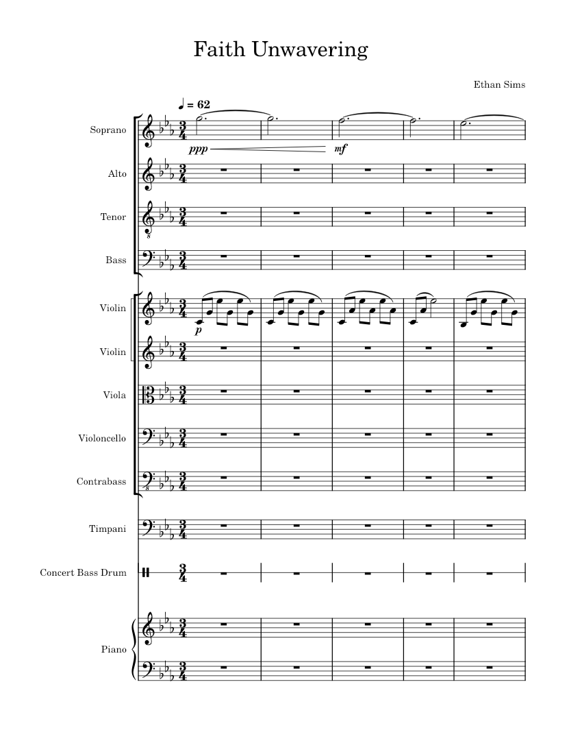 Faith Unwavering Sheet music for Piano, Timpani, Violin, Viola & more ...