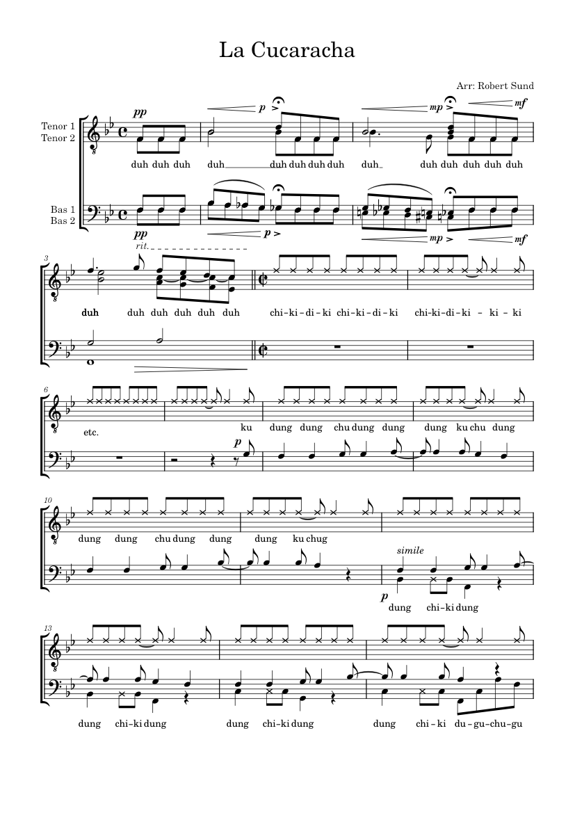 La Cucaracha Arr. Robert Sund Sheet Music for Tenor, Bass voice (Men’s ...