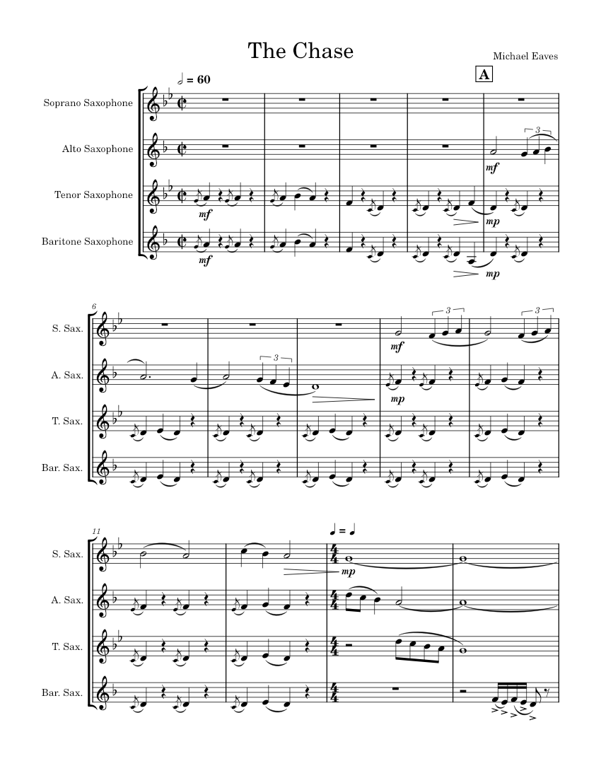 The Chase – Michael Eaves Sheet music for Saxophone alto, Saxophone ...