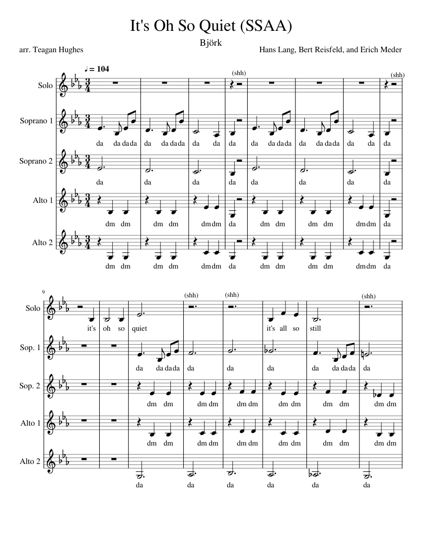 It's Oh So Quiet (SSAA) Sheet music for Piano (A Capella) | Musescore.com