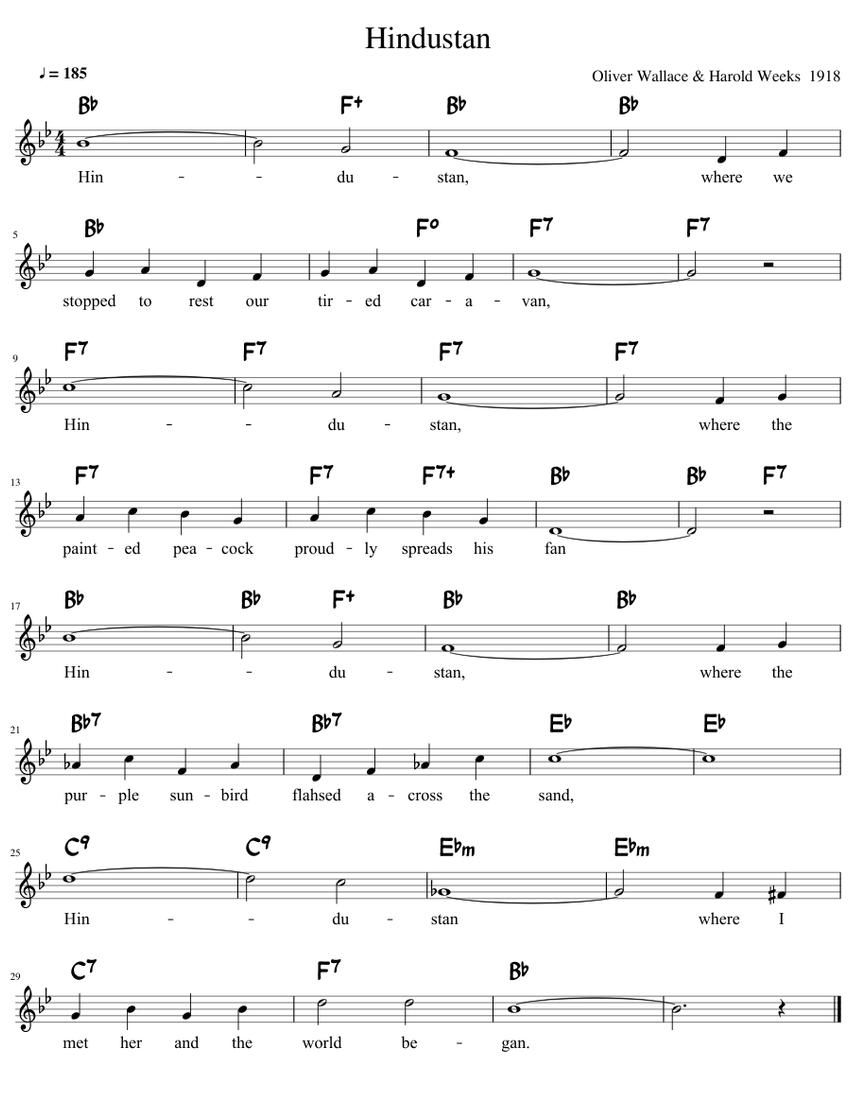 Hindustan Sheet music for Piano (Solo) | Download and print in PDF or ...