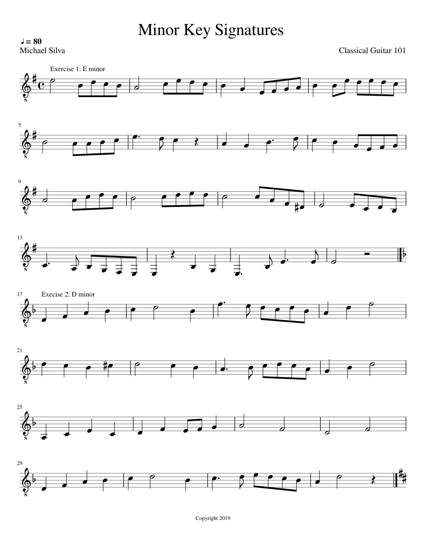 Minor Key Signatures Sheet music for Guitar (Solo) | Musescore.com