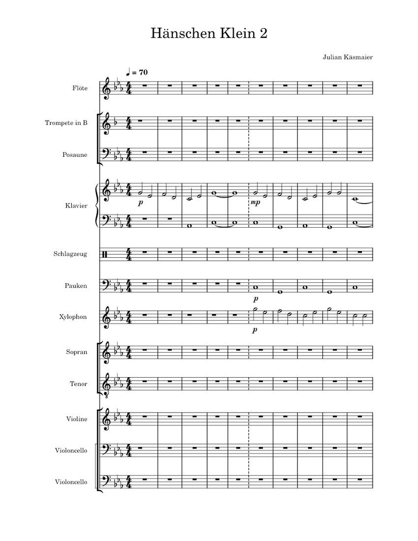 Hänschen Klein – Germany Folk Song Haenschen Klein Sheet music for ...