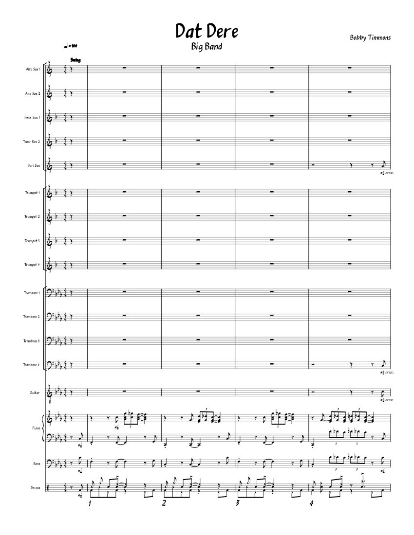 Dat Dere Sheet music for Piano, Trombone, Saxophone alto, Saxophone ...