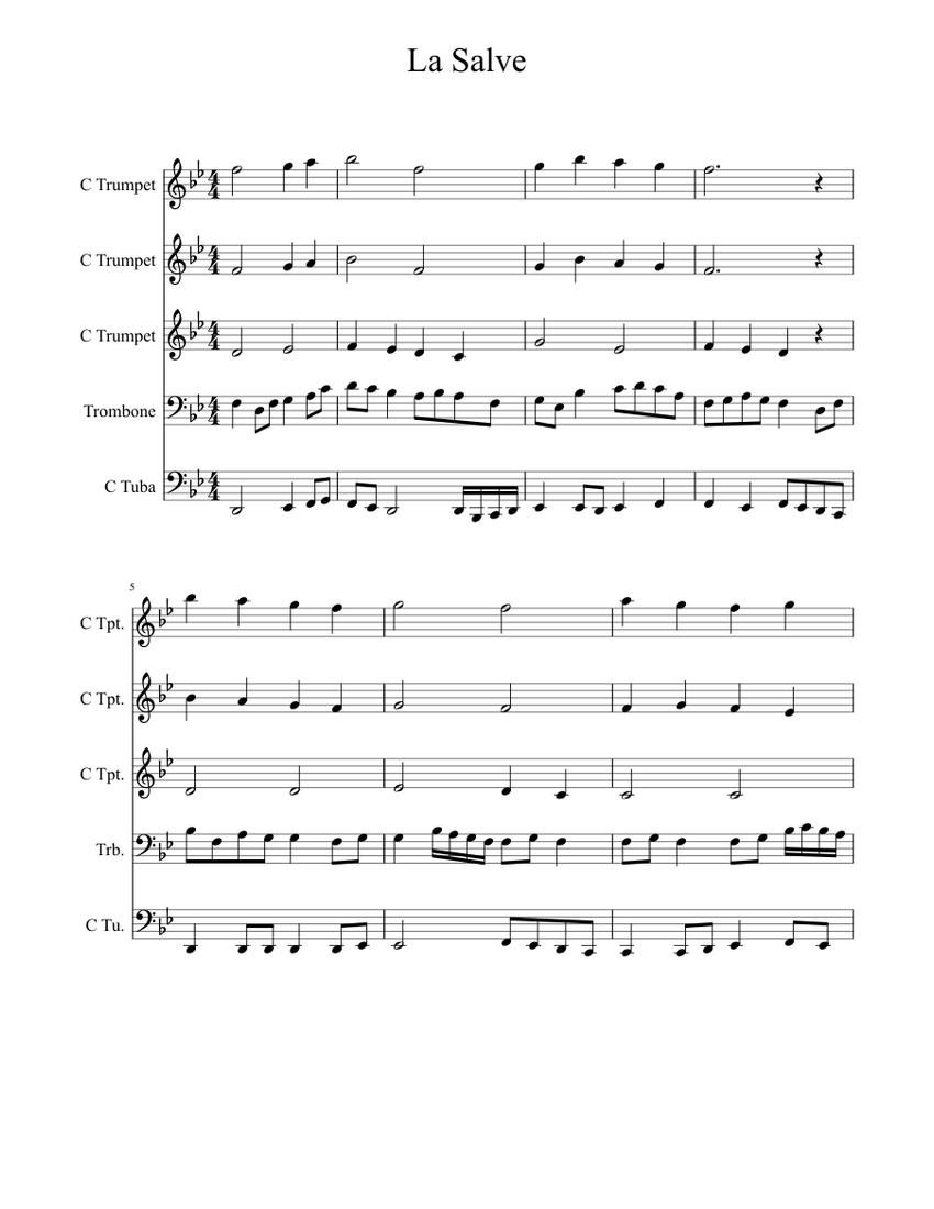 La Salve Sheet music for Trombone, Tuba, Trumpet (Mixed Quintet) | Musescore.com