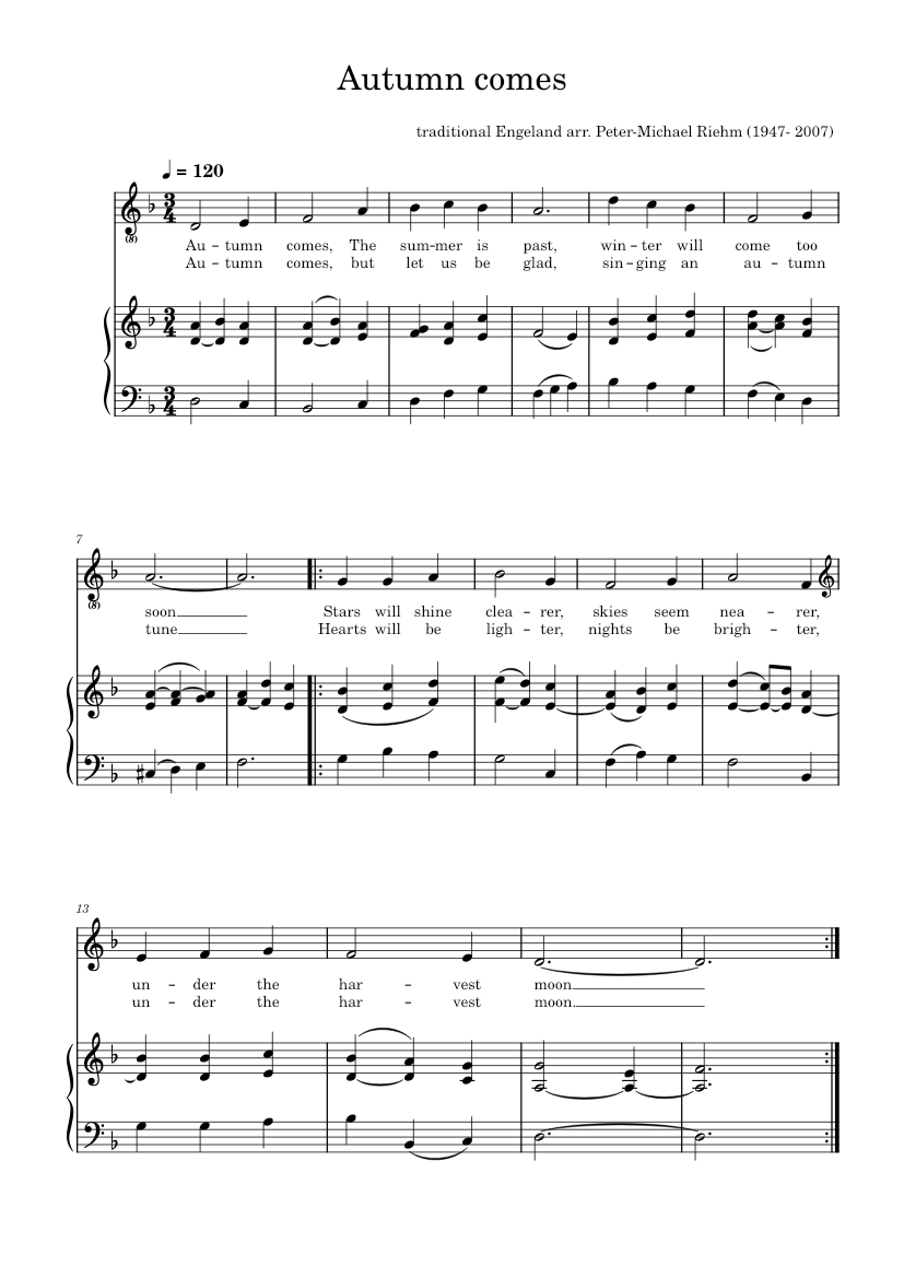 Autumn comes Sheet Music for Piano, Vocals (Piano-Voice) | MuseScore.com