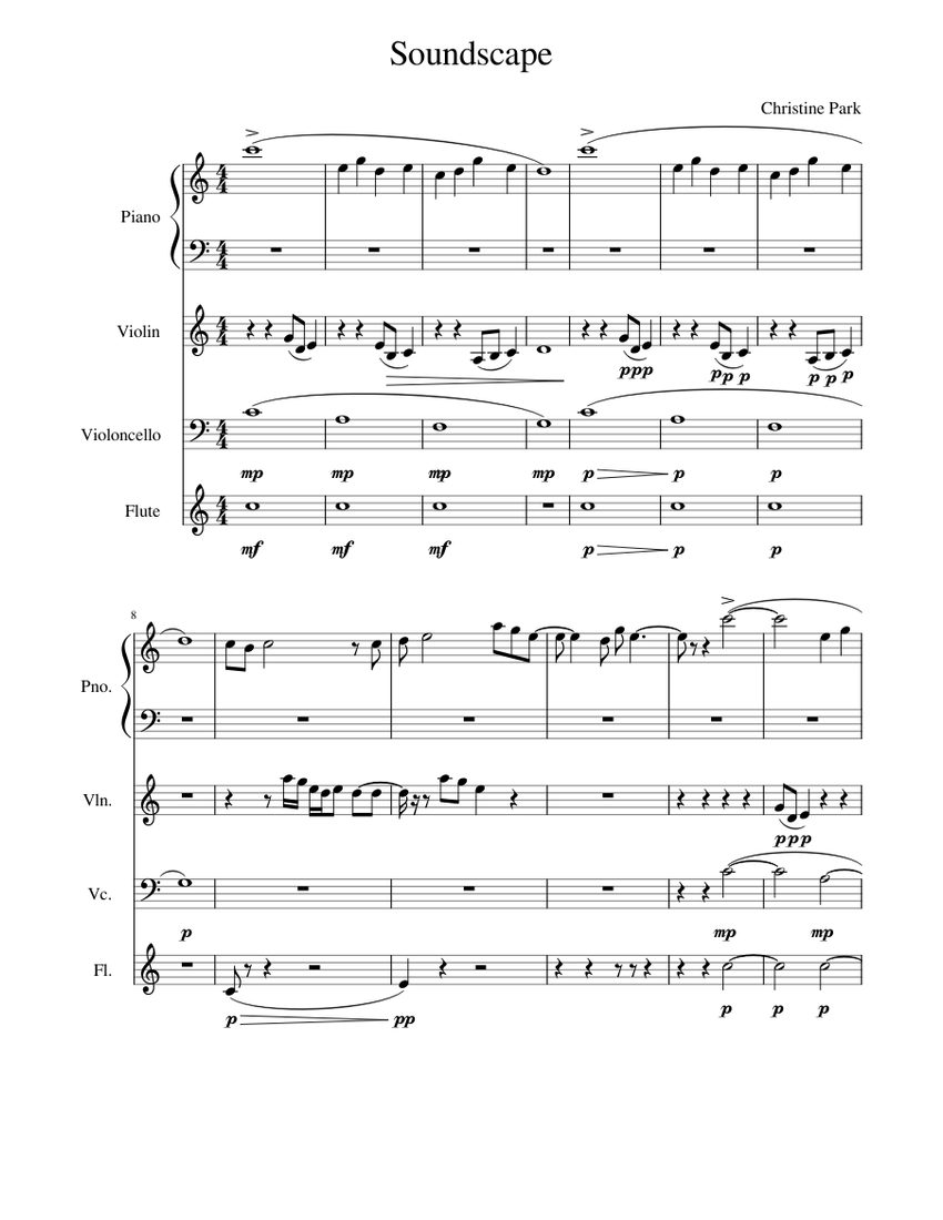 Soundscape Sheet music for Piano, Flute, Violin, Cello (Mixed Quartet) | Musescore.com