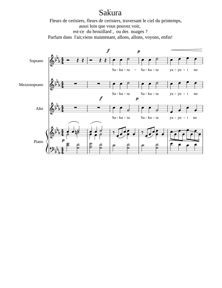 sakura Sheet music for Piano (Women’s Choir) | Musescore.com
