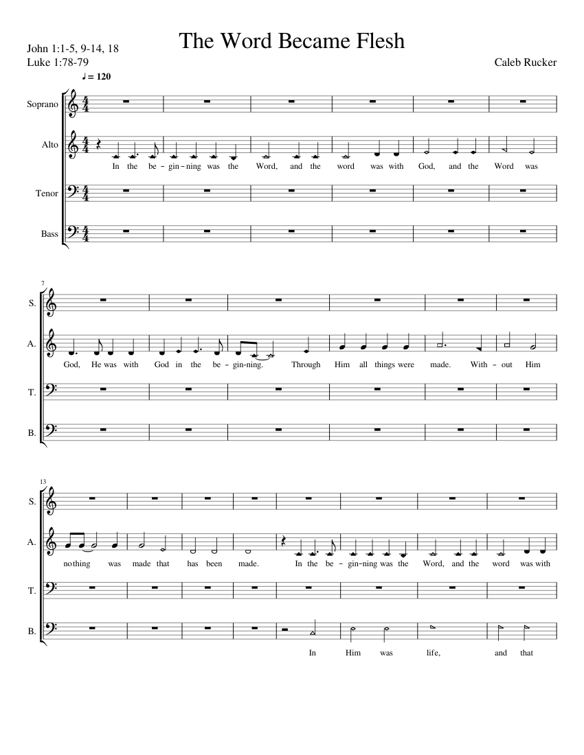 The Word Became Flesh Sheet music for Soprano, Alto, Tenor, Bass voice ...