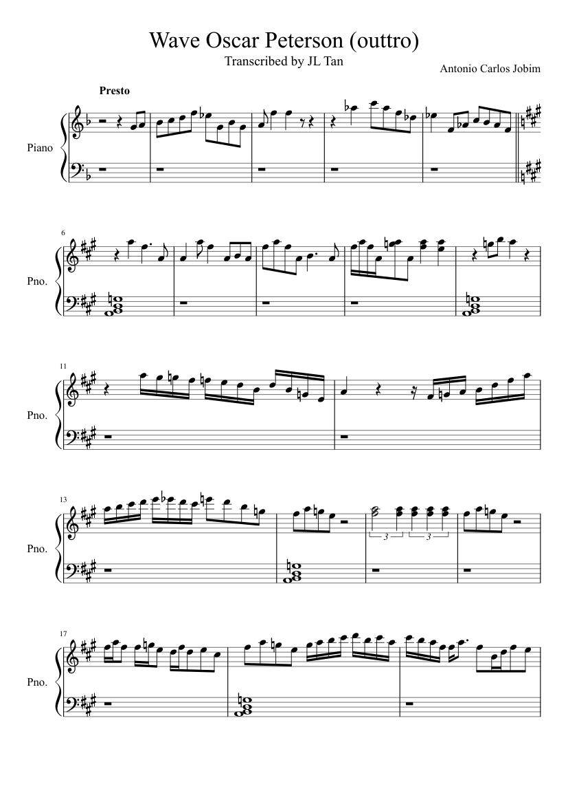 Wave by Oscar Peterson Sheet music for Piano (Solo) | Musescore.com