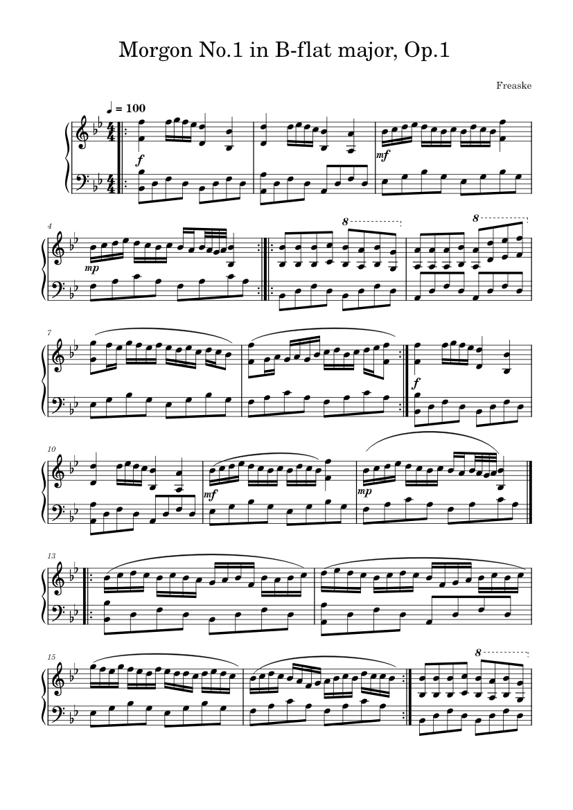 Morgon No.1 in B-flat major, Op.1 Sheet music for Piano (Solo ...