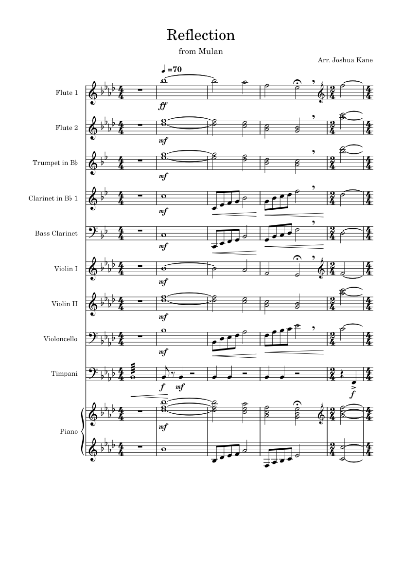 Reflection from Mulan – Matthew Wilder Sheet music for Piano, Flute ...