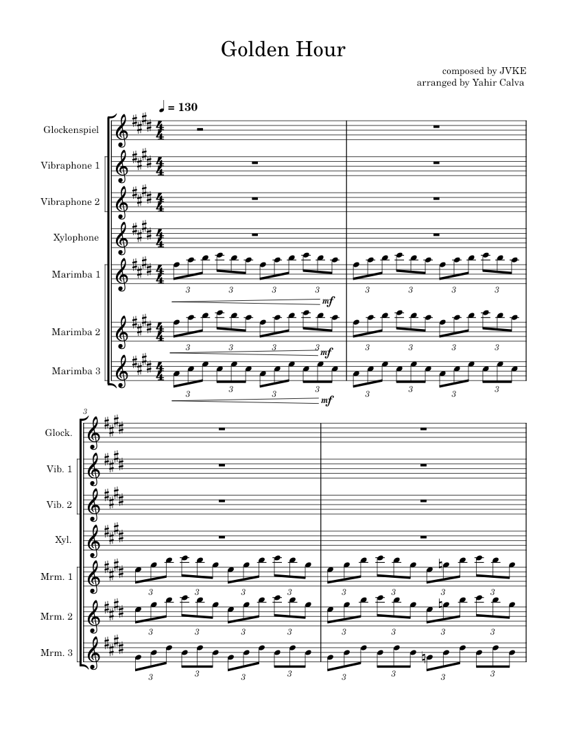 Golden hour – JVKE Golden Hour - JVKE Sheet music for Vibraphone, Glockenspiel, Marimba ...