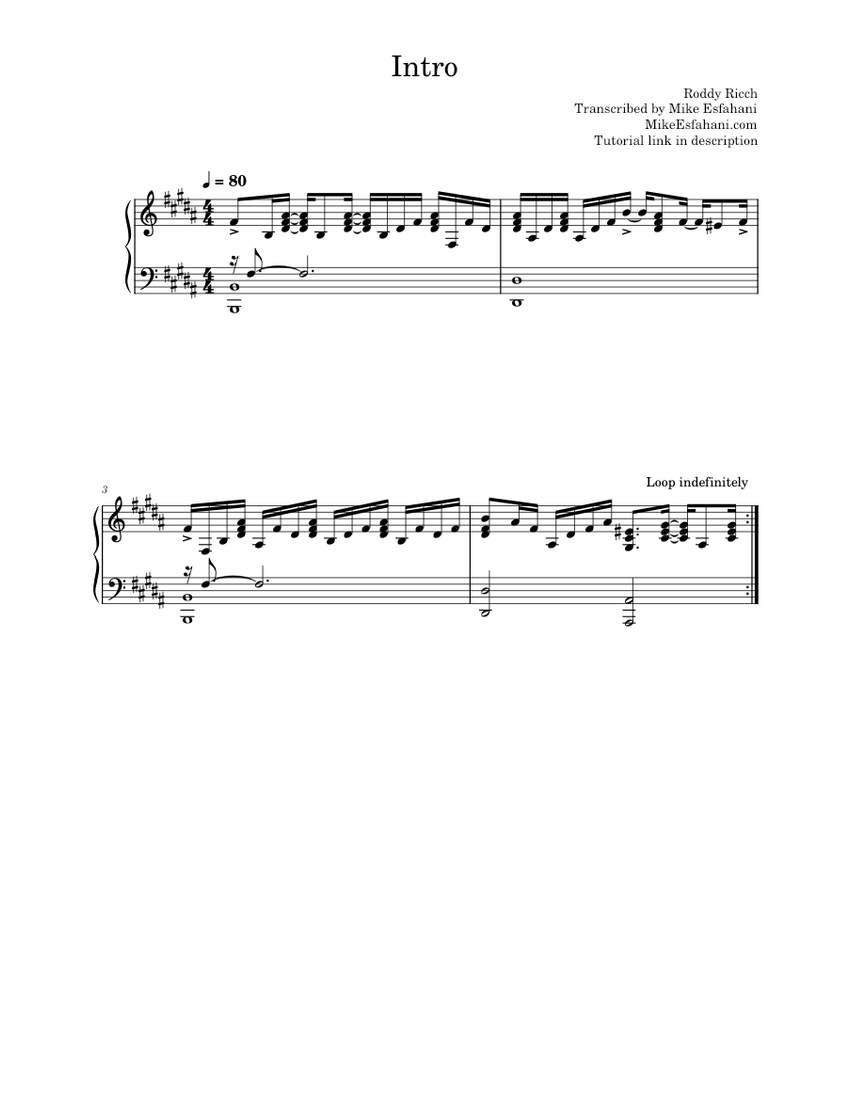 Intro - Roddy Ricch Sheet music for Piano (Solo) | Musescore.com
