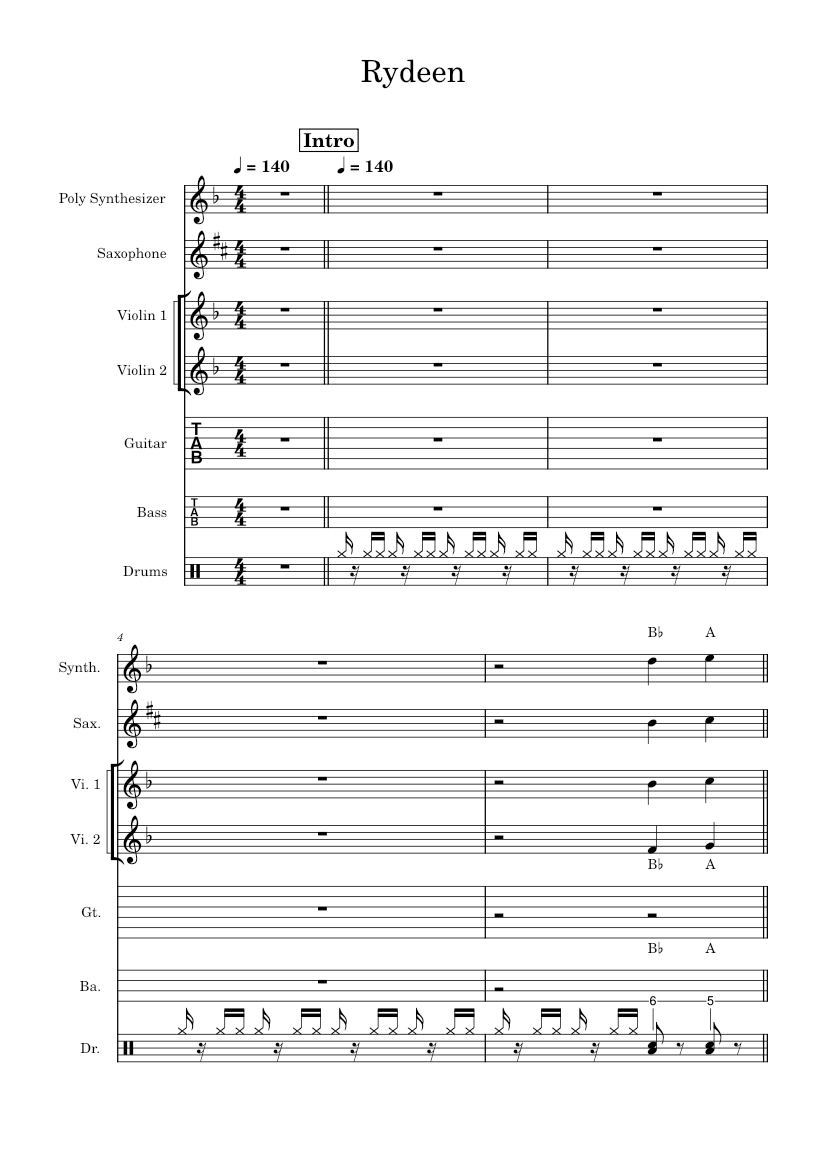Rydeen Sheet music for Saxophone alto, Violin, Guitar, Bass guitar ...